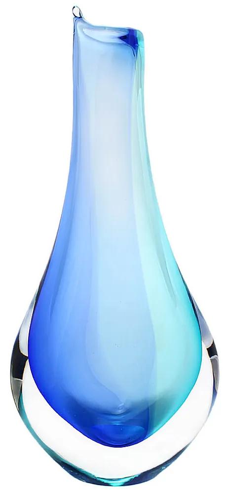 Skleněná hutní váza 02, 22 cm, modrá a tyrkysová | České hutní sklo od Artcristal Bohemia