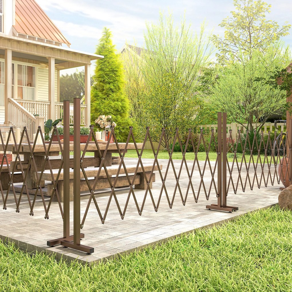 Outsunny Sklopná a Roztahovací Bezpečnostní Brána 250D x 31Š x 104V cm Hliník Metal Čokoládová