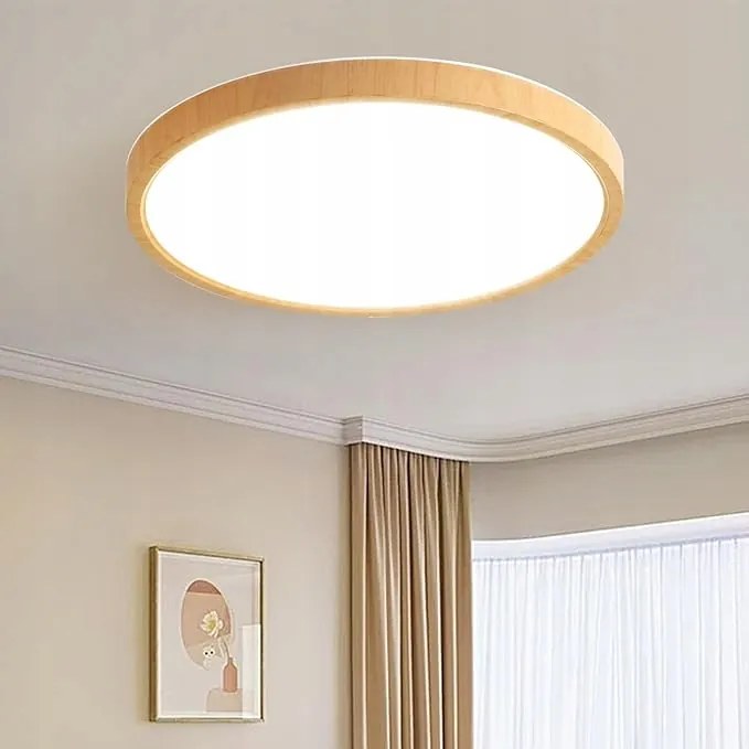 stropní svítidlo Led Schindora, ultratenká, dřevěná, 3 barvy, 24 W