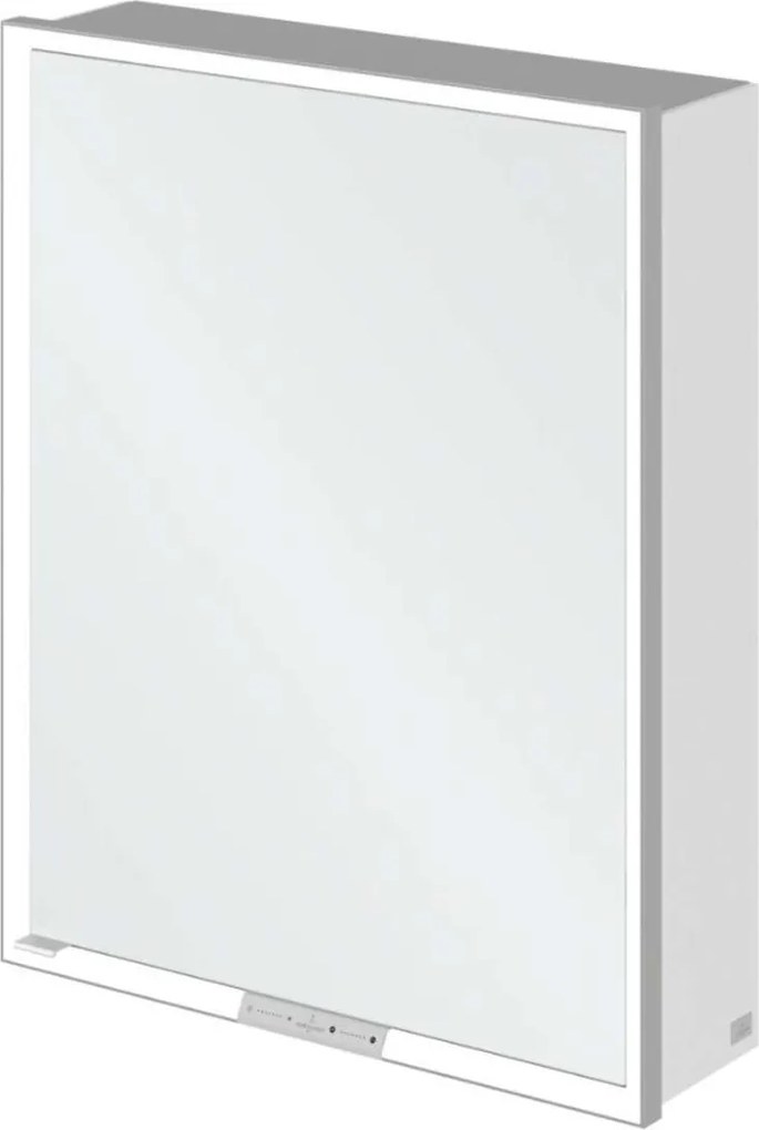Villeroy & Boch My View+ - Zrcadlová skříňka s LED osvětlením 60x75x17 cm, 1 dvířka, panty vpravo, Brilliant White/šedá A4816RVE