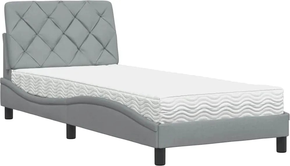 Postel s matrací světle šedá 90 x 190 cm textil 3310706