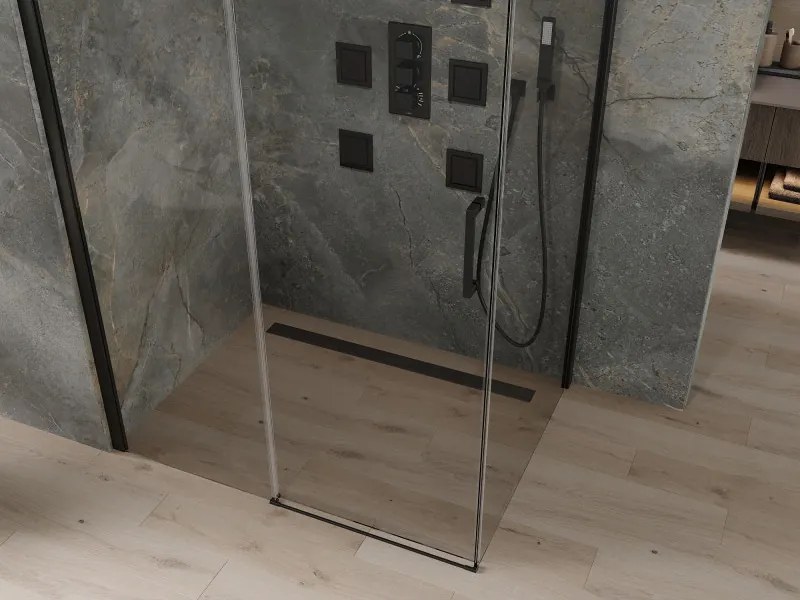 Mexen Omega sprchový kout 140x100cm, 8mm sklo, černý profil-čiré sklo, 825-140-100-70-00