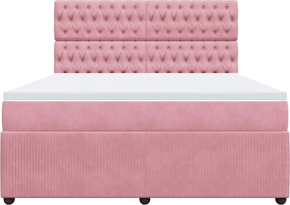 Box spring postel s matrací růžová 180x200 cm samet 3294717