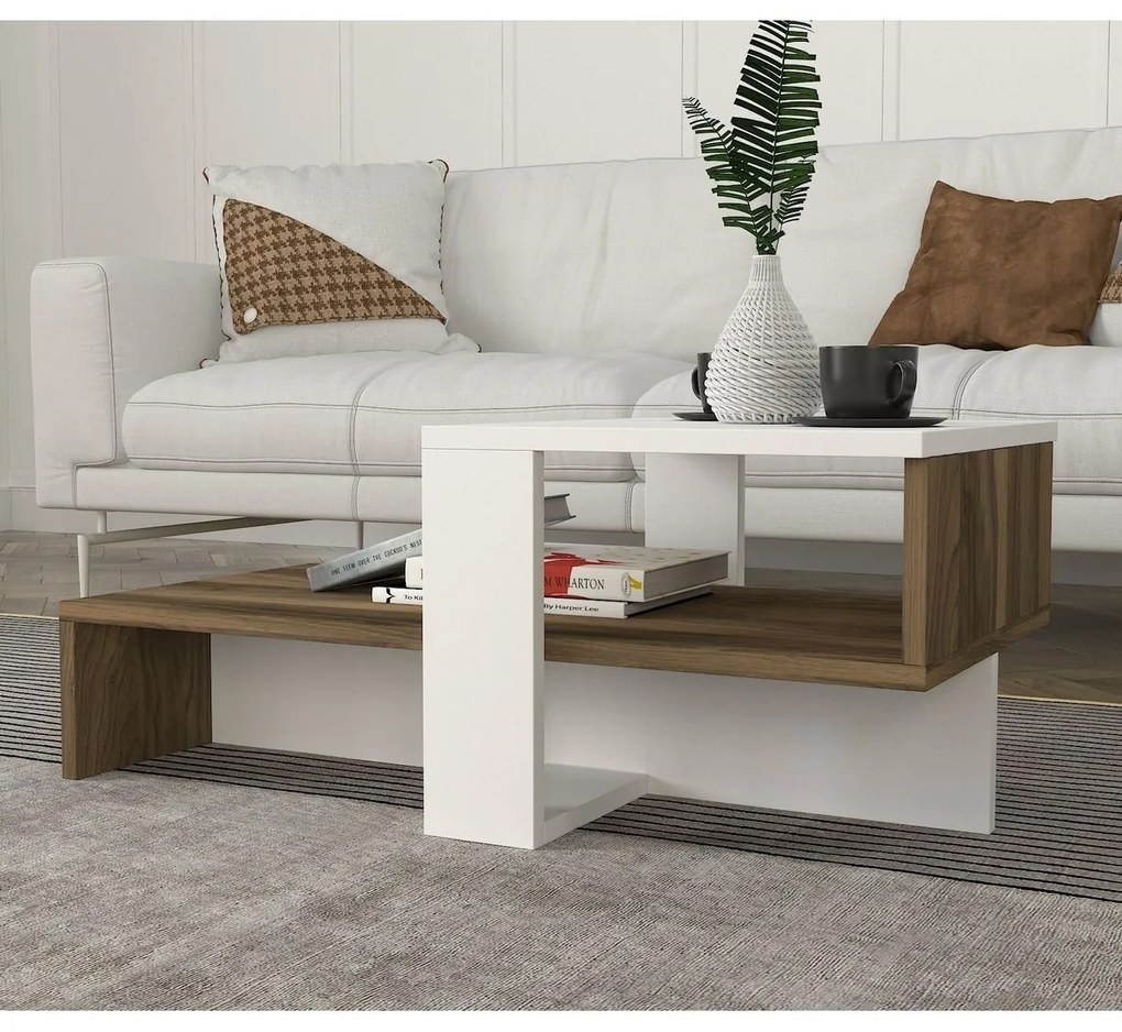 Konferenční stolek Chain White and Walnut