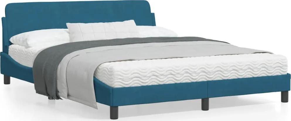 vidaXL Rám postele s čelem 160 x 200 cm samet [373212] Barva: Modrá