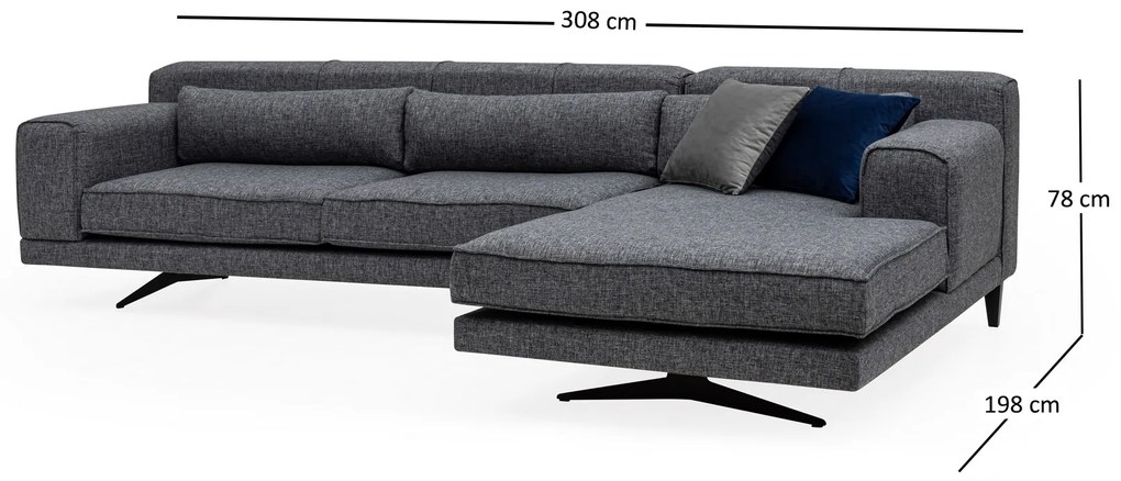 Atelier del Sofa Rohová sedací souprava Jivago Corner Right (L2-Chl) - Grey, Šedá