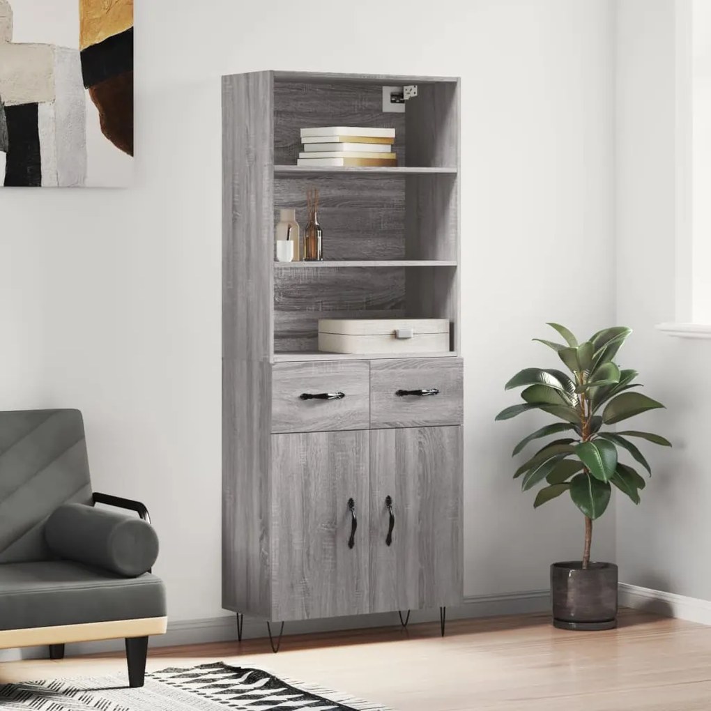 Skříň highboard šedá sonoma 69,5 x 34 x 180 cm kompozitní dřevo 3200551