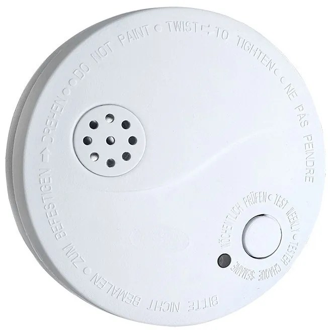 SOLIGHT Detektor kouře + alarm 85dB, baterie 9V, bílý