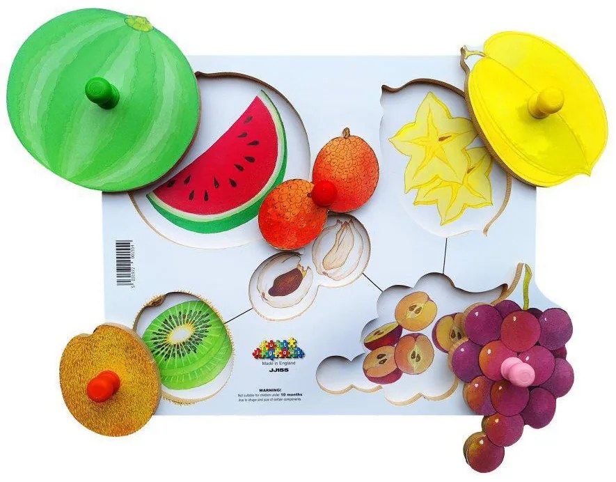 Just Jigsaws Dřevěné deskové puzzle 6 dílů Loupeme a krájíme plodiny 6