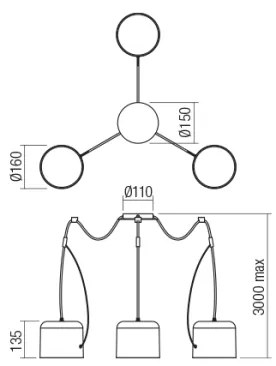Redo 01-1825 - Lustr na lanku DODO 3xE27/15W/230V pavouk bílá