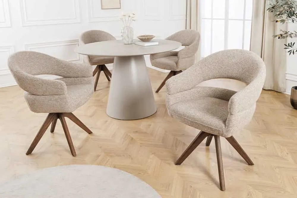 Designová otočná židle Yenibeth taupe / hnědá