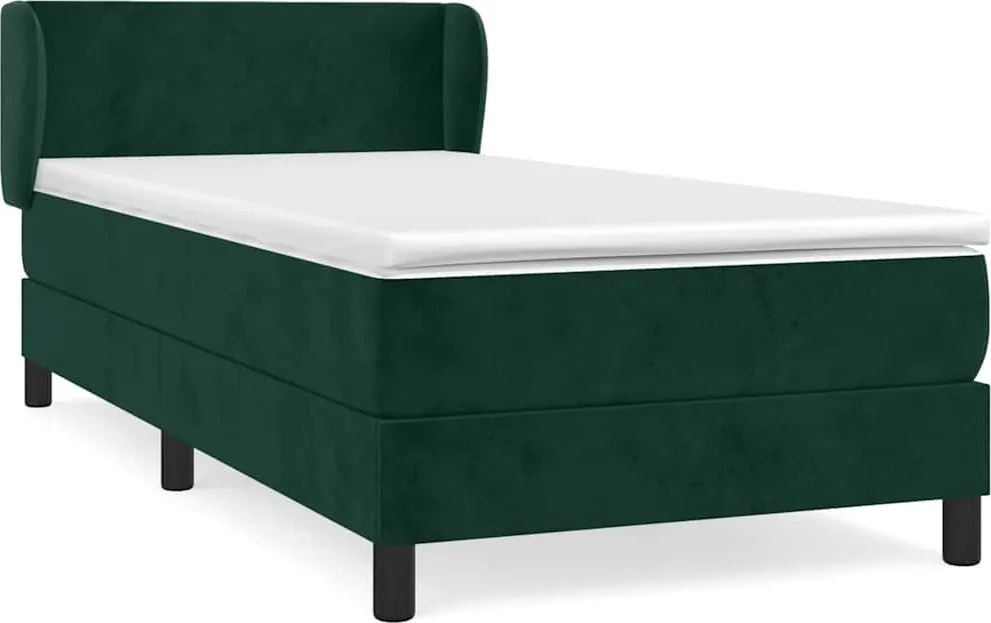 Box spring postel s matrací tmavě zelená 90x190 cm samet 3127346