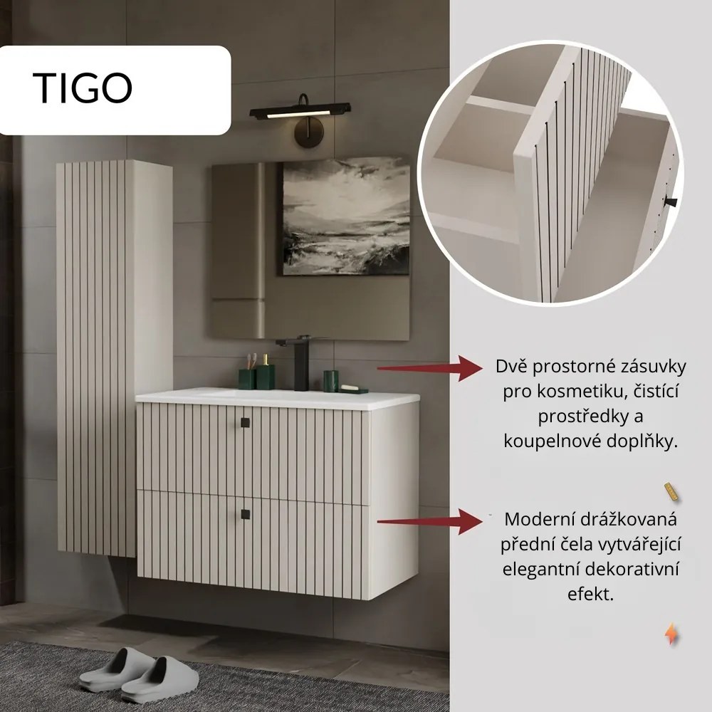 Závěsná skříňka pod umyvadlo Tigo 2S 80 cm kašmír