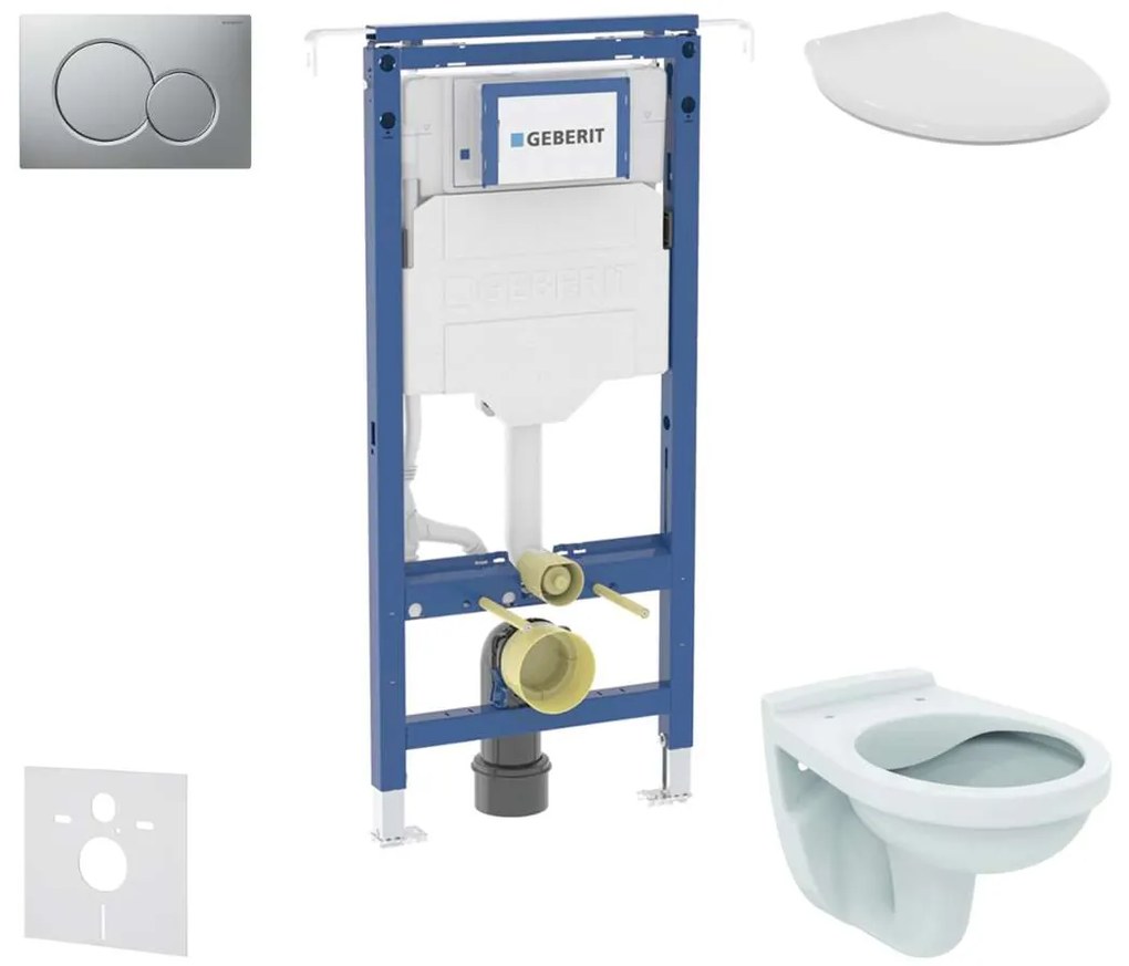 Geberit Duofix - Set předstěnové instalace, klozet Alpha se sedátkem, tlačítko Sigma01, matný chrom SANI11CD2103