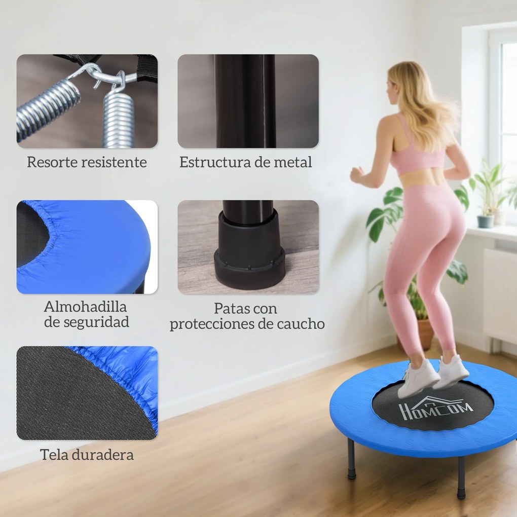HOMCOM Fitness Trampolína Ø81 cm, Ocelová Trampolína se Zabezpečovací Podložkou a 28 Jary pro Vnitřní a Vnější Cvičení, Nosnost 100 kg, 81x81x22,5 cm…