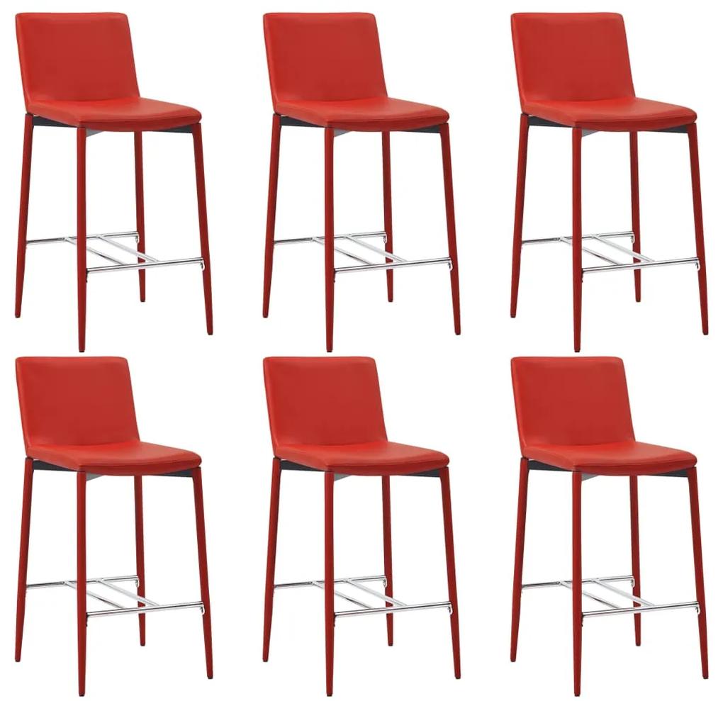 279678 vidaXL Barové stoličky 6 ks červené umělá kůže