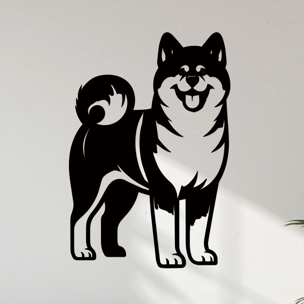 dřevo života Dřevěný obraz psa AKITA INU Zvolte rozměr (cm): 27x40, Zvolte barvu dekoru: Černá