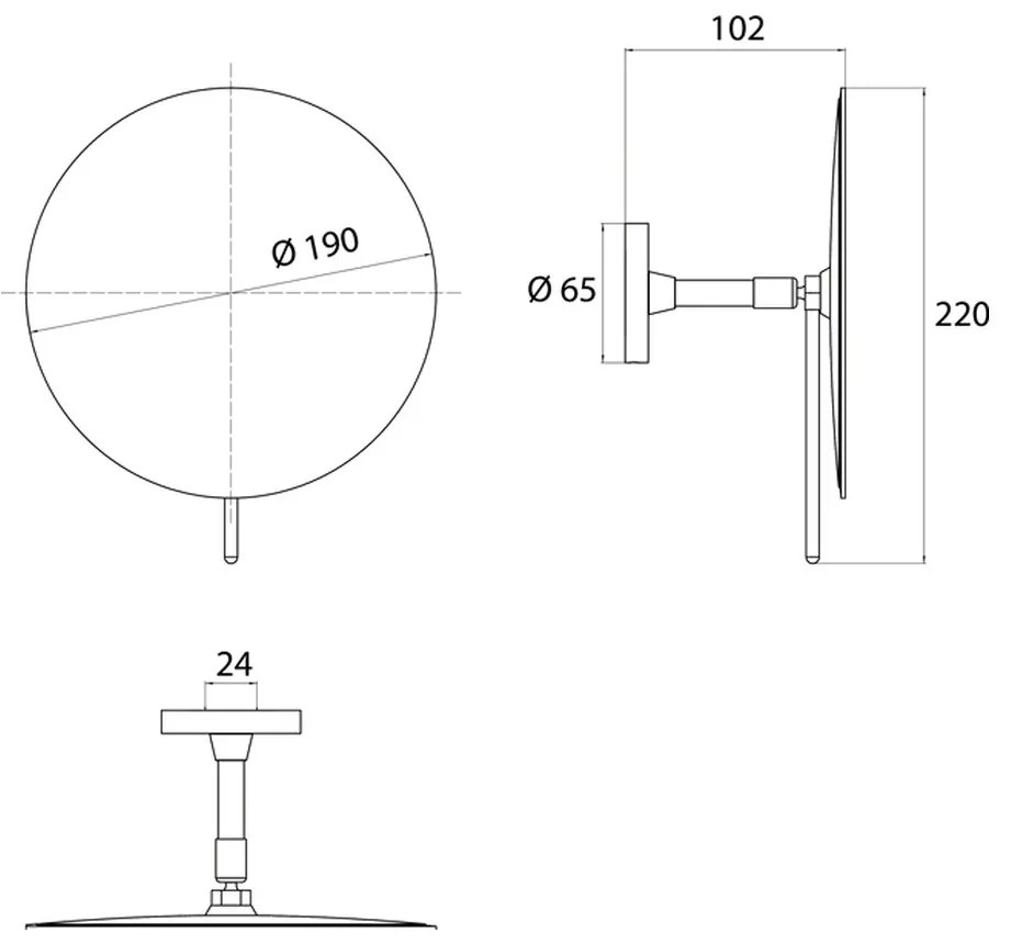 Emco Cosmetic mirrors Pure - Nástěnné kulaté holící a kosmetické zrcadlo, Ø 190 mm, 3 zvětšovací sklo, černé 109413306