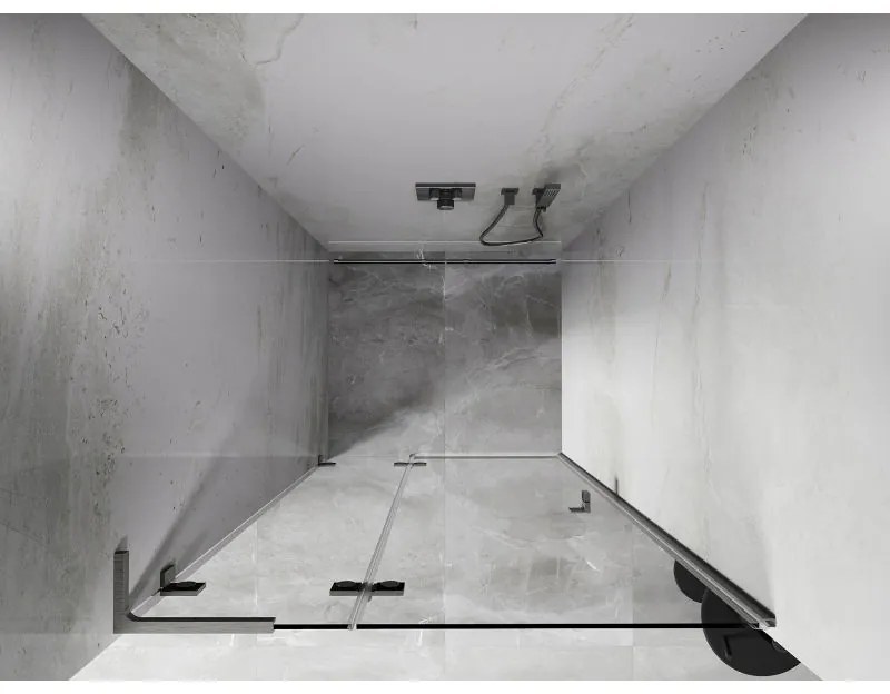 Mexen, Mexen Lunar L výklopné sprchové dveře levé 85 cm, transparentní, broušený nikl - 834L-085-000-97-00-L