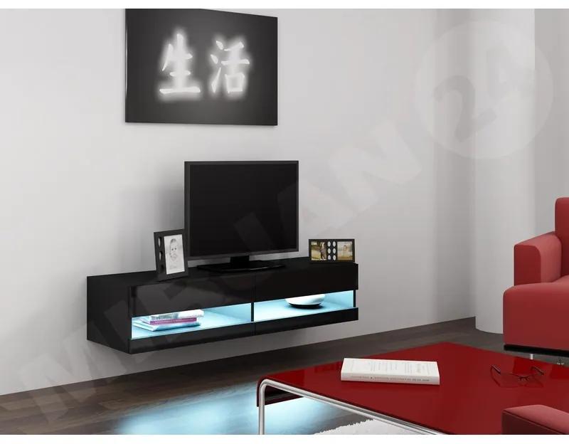 TV stolek Zigo New 140, Osvětlení: osvětlení LED - bílé, Barva: černý / wotan