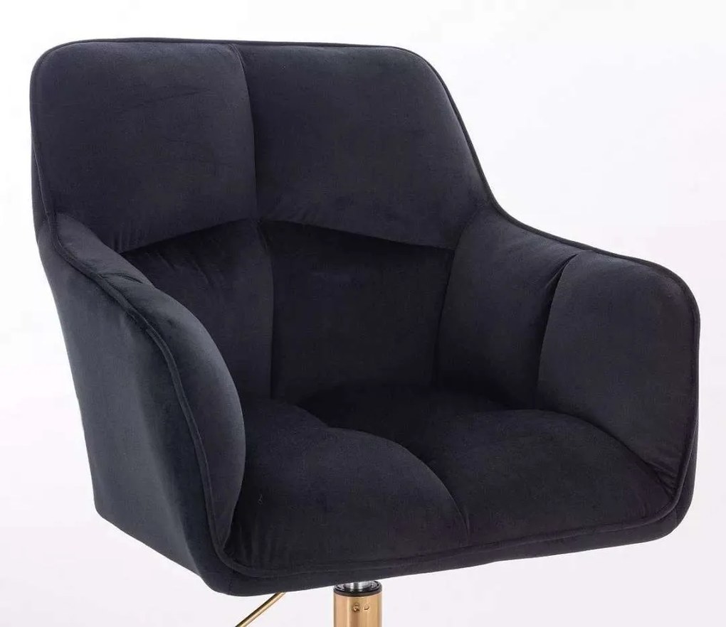 LuxuryForm DESIGN Otočné křeslo AMALFI VELUR na zlaté podstavě s kolečky - černé