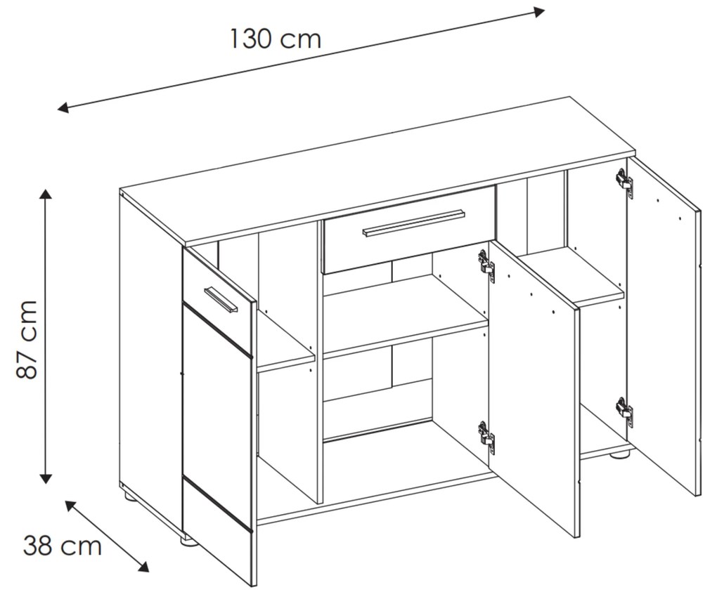 Sconto Komoda ALAMOS dub sonoma