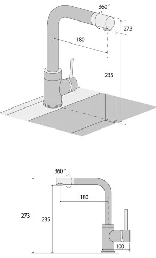 Concept BDG4327BE - Dřezová baterie 27,3 cm granit/béžová