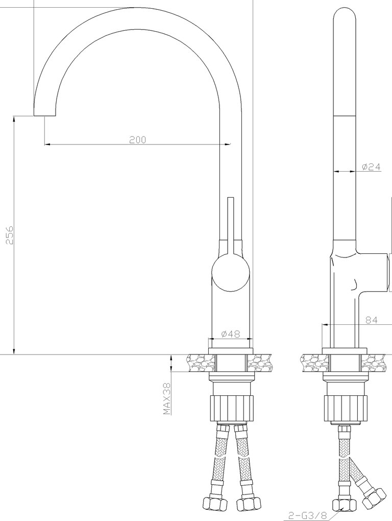 Invena Kalitea, dřezová baterie h-373, černá matná, INV-BZ-72-004-V