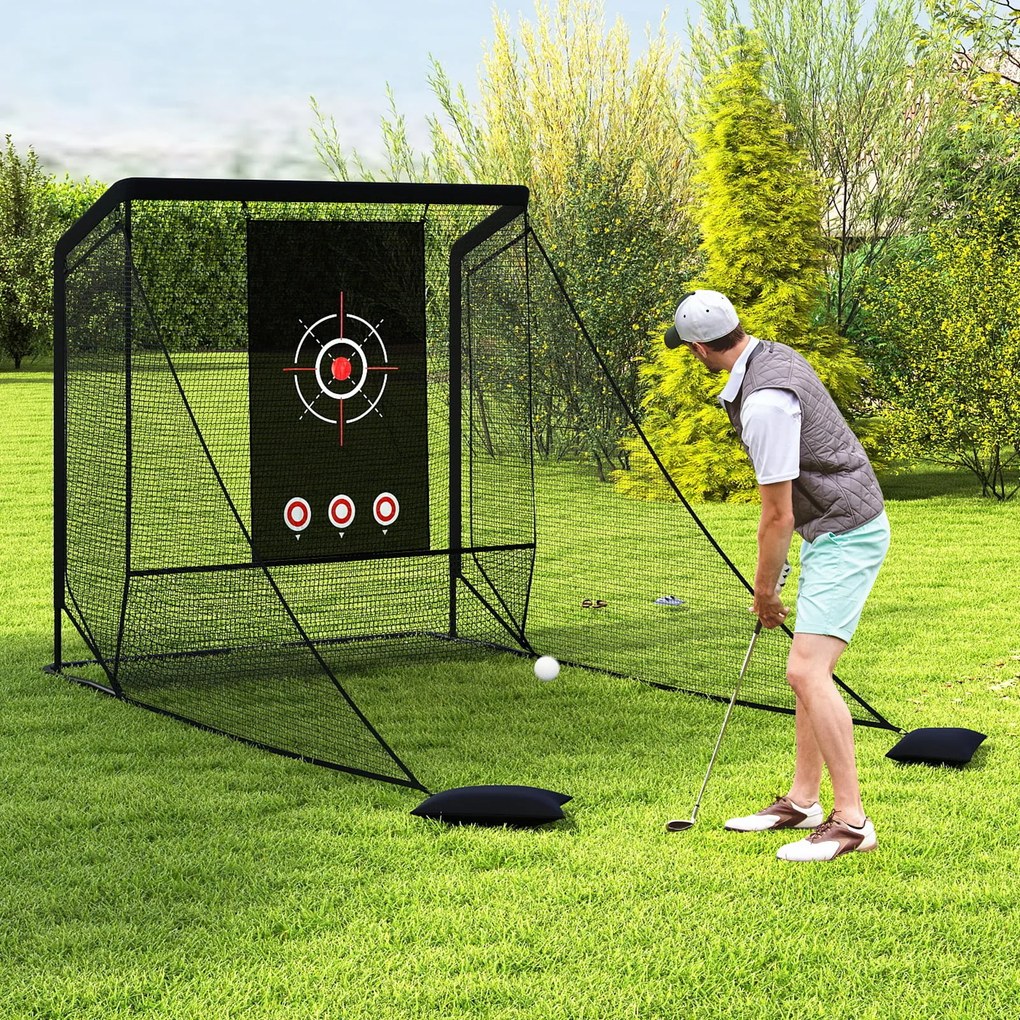 Costway Golfová síť Golfová tréninková síť s terčem, skládacími bočními díly