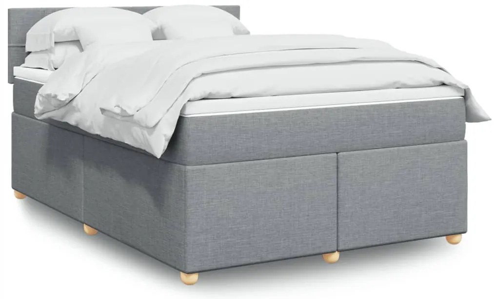 Box spring postel s matrací světle šedá 140 x 190 cm textil