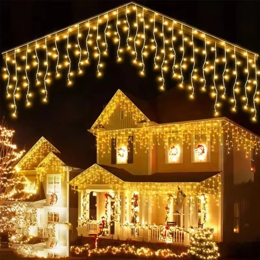 Vánoční světýlka LED záclona FLASH teplá bílá 300 LED