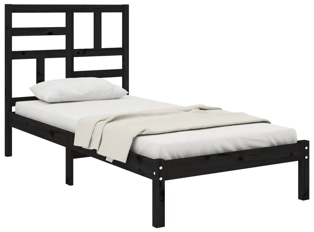 Rám postele černý masivní dřevo 100 x 200 cm,  3105944