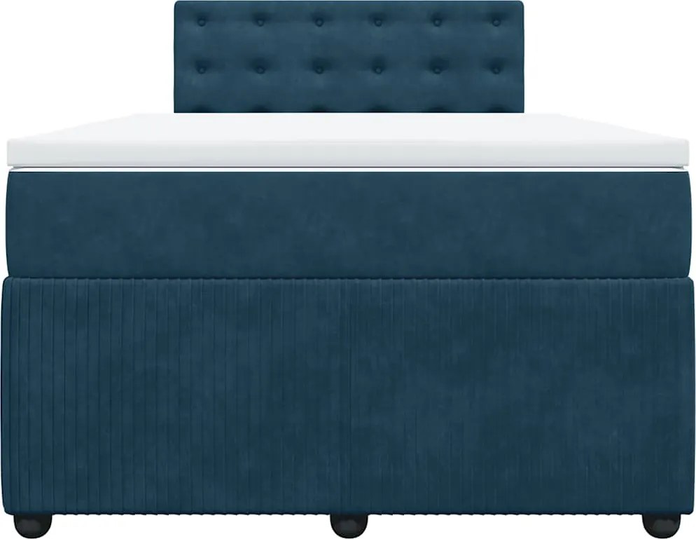 Box spring postel s matrací modrá 120 x 200 cm samet 3290026