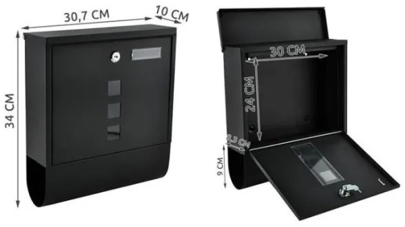 Poštovní schránka 34x30,7 cm černá