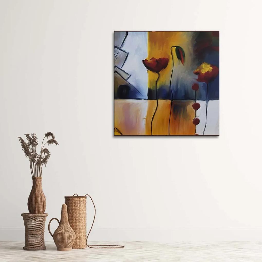 Obraz na plátně Makový červený olej Květina - 30x30 cm