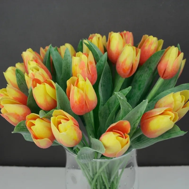 Umělý tulipán žluto-oranžový 40cm