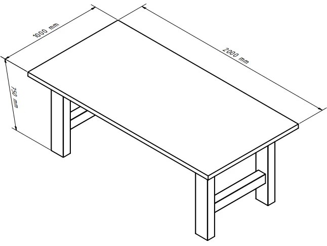 Wuders Jídelní stůl Denver / PREMIUM Velikost: 2000 x 1000 mm 2000 x 1000 mm