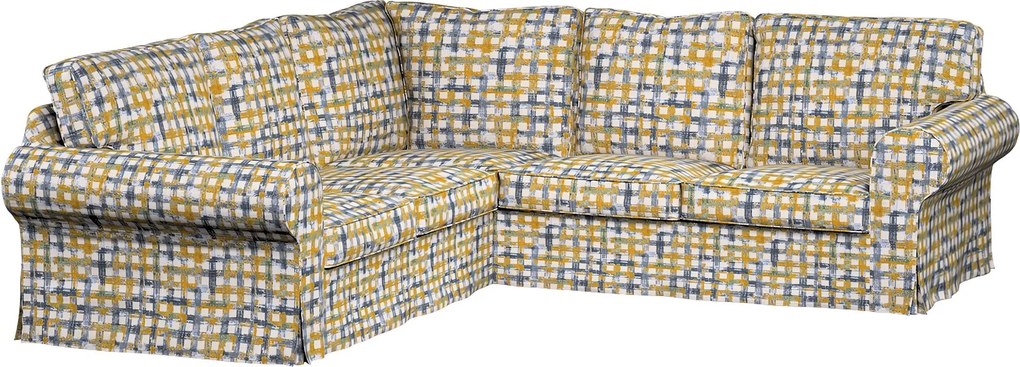 Potah na pohovku IKEA  Ektorp rohová barva modrá látka pletený vzor, vzorované