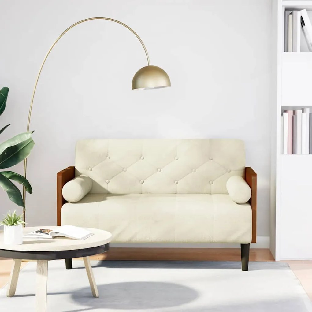 Pohovka Loveseat s podhlavníkem, krémová, 110 cm, samet