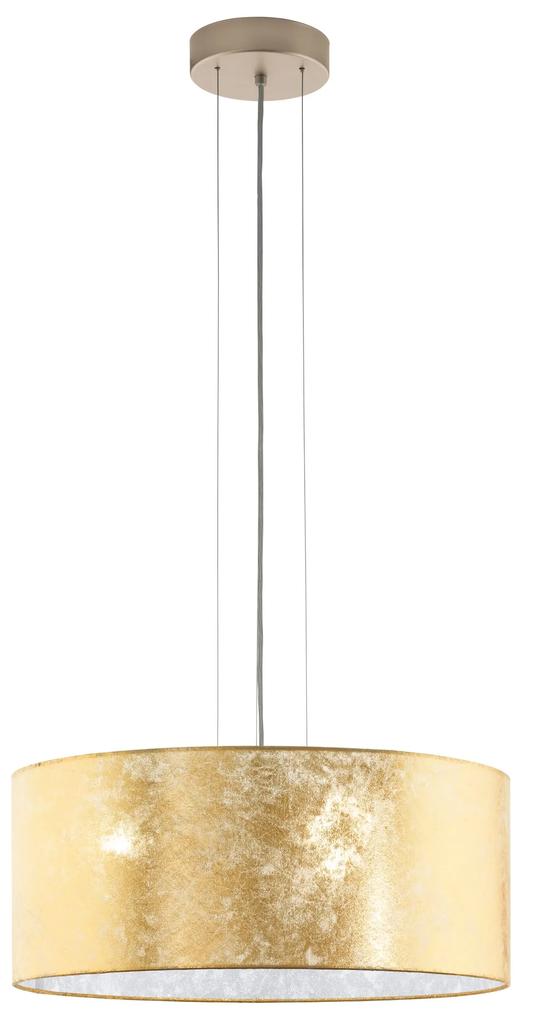 Eglo 97644 VISERBELLA - Závěsné textilní svítidlo ve zlaté barvě Ø 53cm + Dárek 3x LED žárovka