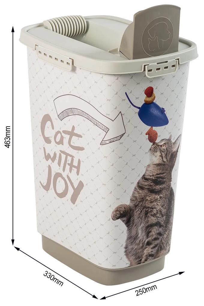 Box na granule a kontejner na krmivo, Rotho CODY PETS - 25l (10kg), motiv kočky
