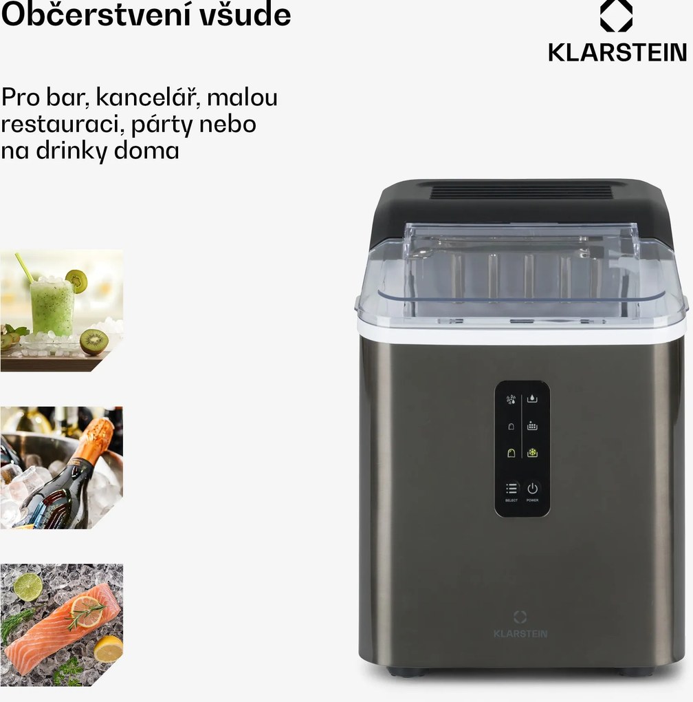 Klarstein Albaron Supreme výrobník ledových kostek Bullet 12kg/24h 1,5 l nerezová ocel