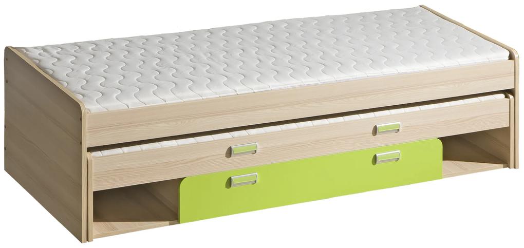 L16 Patrová postel nízká s úložným prostorem LORENTO Matrace 200x80x12cm: bez matrace +0Kč, Matrace 195x80x8cm: bez matrace +0Kč, Barevné provedení Lorento: Bílá / Dub Nash