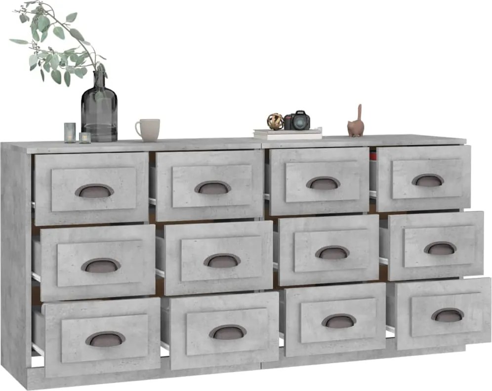 Příborníky 2 ks betonově šedé kompozitní dřevo 3185283