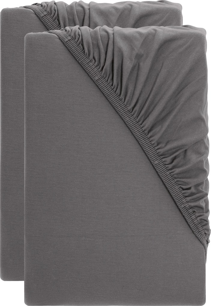 Livarno® Sada žerzejových napínacích prostěradel, 90–100 x 200 cm, 2dílná, šedá
