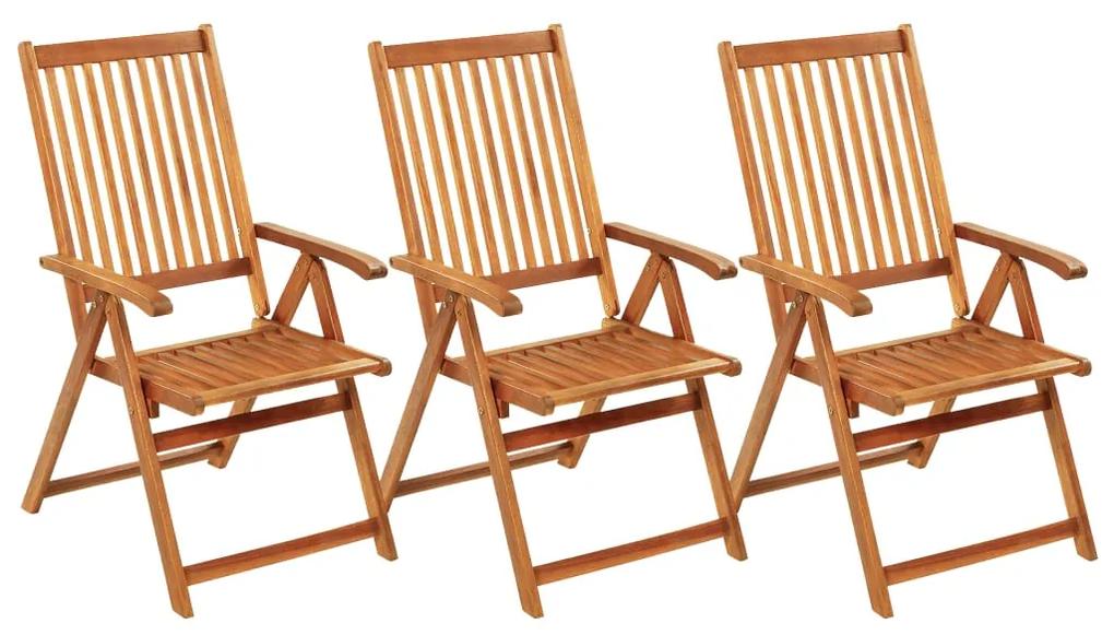 Skládací zahradní židle s poduškami 3 ks masivní akáciové dřevo,  3064099