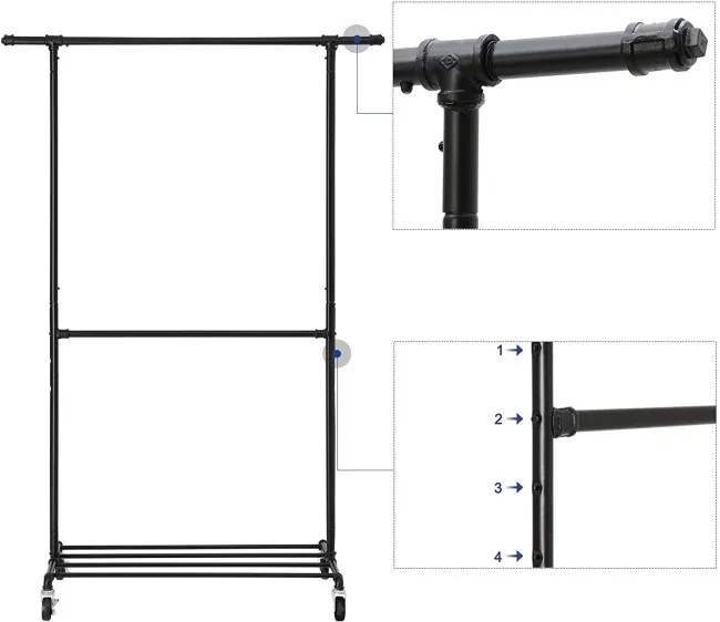 Věšákový stojan na kolečkách HSR62BK