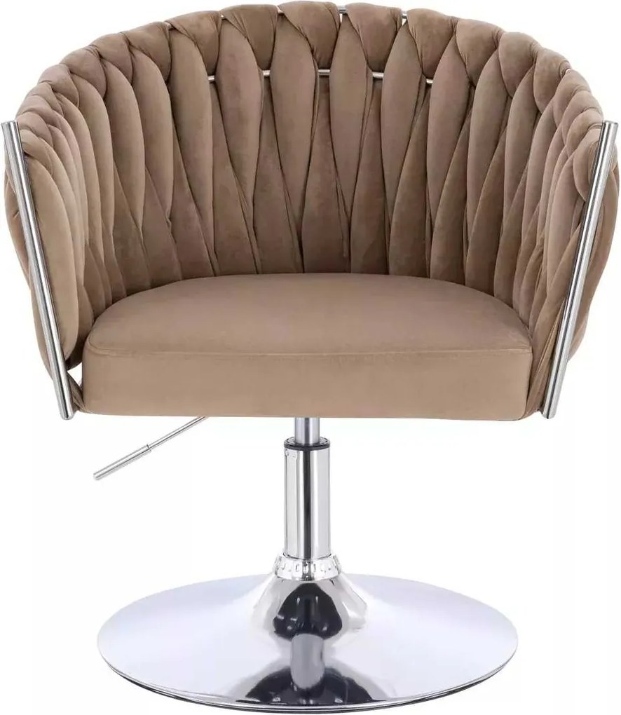 LuxuryForm DESIGN Otočná židle NORDEN VELUR na stříbrném talíři - latte