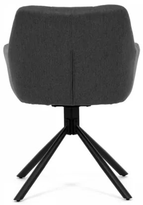 Jídelní židle křeslo tmavě šedá látka, otočný mechanismus 90°/90° (L/P), černý kov HC-532 GREY2