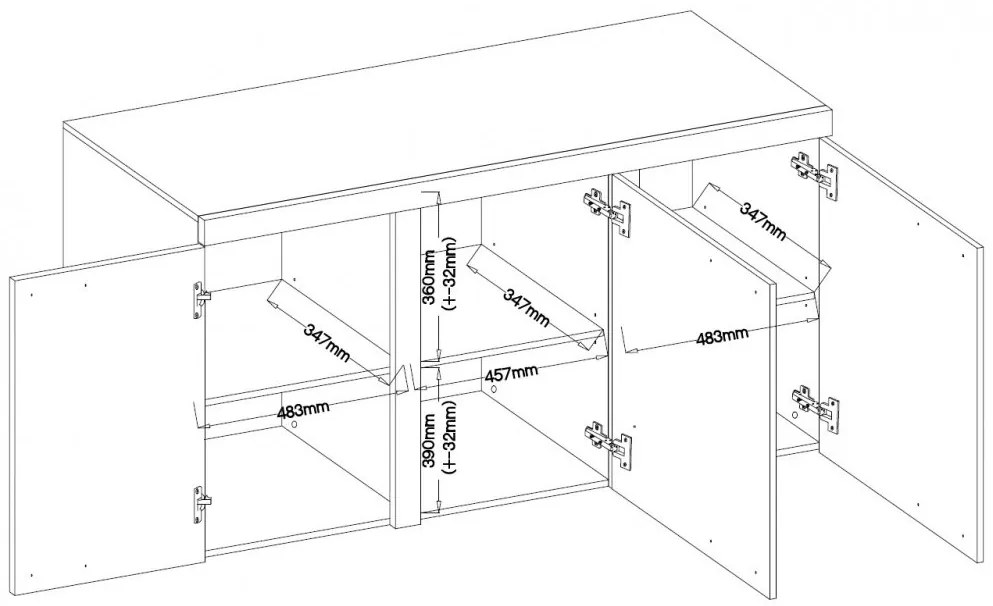 FALCO Komoda se třemi dvířky Rumba dub sonoma